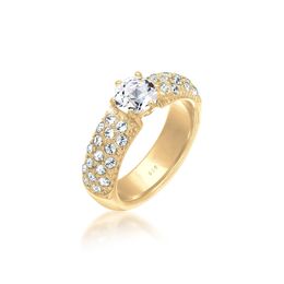 Verlobungsring Elli Premium "Wei&szlig; 925 Sterling Silber, mit Kristallen von Swarovski" Gr. 56, gold, Fingerringe, Damen, 56mm, Silber 925 (Sterlingsilber), 6mm, Verlobungsring