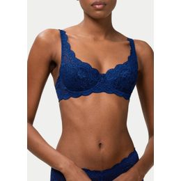 B&uuml;gel-BH Triumph "Amourette 300 WHP X", Damen, Gr. 85, Cup E, blau (deep water), Spitze, Obermaterial: 56% Polyamid, 19% Baumwolle, 17% Elasthan, 8% Polyester, unifarben, BHs B&uuml;gel-BH, mit Stretch-Spitze