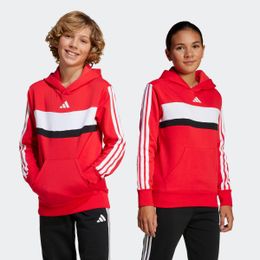 Kapuzensweatshirt adidas Sportswear "SEASONAL ESSENTIALS TIBERIO 3-STREIFEN KIDS HOODIE", M&auml;dchen, Gr. 176, rot (pure ruby, wei&szlig;), Obermaterial: 70% Baumwolle, 30% Polyester, normal, Rundhals, angesetztes B&uuml;ndchen, Sweatshirts, mit Rundhals, ohne Verschluss, in normaler L&auml;nge