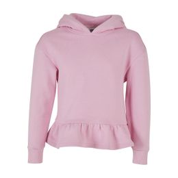Rundhalspullover Urban Classics "Urban Classics Damen Girls Organic Volants Hoody", M&auml;dchen, Gr. 146/152, girlypink, 100% Baumwolle, unifarben, normal, ohne Ausschnitt, Pullover Rundhalspullover