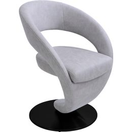 K+w Komfort & Wohnen Esszimmerstuhl K+W KOMFORT & WOHNEN "Wave, Drehstuhl", grau (hellgrau, drehteller in metall schwarz struktur), B:62cm H:86cm T:61cm, 785: Microfaser, 100% Polyester, St&uuml;hle, Barhocker Esszimmerstuhl, Design-Drehstuhl, schwarzer Drehteller
