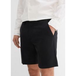 Shorts bonprix, Herren, Gr. 48, N-Gr, schwarz, Obermaterial: 63% Polyester, 33% Viskose, 4% Elasthan, klassisch, Hosen Shorts, eleganter Stil, klassische Passform, mit B&uuml;gelfalten