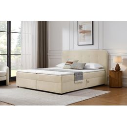 Boxbett Home Affaire "Amrum inkl. Bettkasten, Liegefl&auml;che 120 und 180x200cm", beige, B:190cm L:210cm, Komplettbetten, inkl. Topper, erh&auml;ltlich in verschiedenen Farben