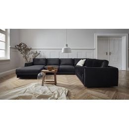 Wohnlandschaft OTTO HOME "Hobro U-Form", schwarz, B:348cm H:80cm T:270cm, Luxus-Microfaser Lederoptik (100% Polyester;Struktur grob (100% Polyester);Samtoptik (100% Polyester), Sofas, Wohnlandschaft, in 3 Bezugsqualit&auml;ten in vielen Farben