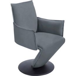 K+w Komfort & Wohnen Esszimmerstuhl K+W KOMFORT & WOHNEN "Drive, Drehstuhl", blau (aqua 54, drehteller in metall schwarz struktur), B:61cm H:94cm T:63cm, Cloud: Nappaleder pigmentiert, Glattleder, 0, 9/1, 1mm, elegantes Leder mit Wolkung und weichen Griff, St&uuml;hle, Esszimmerstuhl, Sessel mit federnder Sitzschale, Drehteller in Metall schwarz Struktur