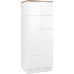Vorratsschrank KOCHSTATION "Mehrzweckschrank, K&uuml;chenschrank, Schrank,Stauraum, Softclose", wei&szlig; (wei&szlig; hochglanz, wotaneiche), B:60cm H:165cm T:60cm, Holzwerkstoff, MDF, Schr&auml;nke, Vorratsschrank, 60 cm breit, mit 5 Ausz&uuml;gen