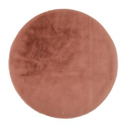 Hochflor-Teppich OCI DIE TEPPICHMARKE "ROCKY SOFT", rot (rosenholz), H:35mm &Oslash;:120cm, Polyester, Teppiche, Kunstfell, weich, kuschelig, maschinell gewebt, waschbar