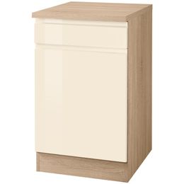 Unterschrank KOCHSTATION "K&uuml;chenschrank, Vitrine, Schrank, Sideboard, Mehrzweckschrank, Stauraum", beige (creme hochglanz), B:50cm H:85cm T:60cm, Holzwerkstoff, MDF, Schr&auml;nke, K&uuml;chenunterschrank Unterschrank, 50 cm breit