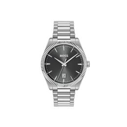 Quarzuhr BOSS "CHESWICK", silberfarben, anthrazit, Armbanduhren, Herren, Quarzuhr, Armbanduhr, Herrenuhr, Edelstahlarmband, analog, Tag