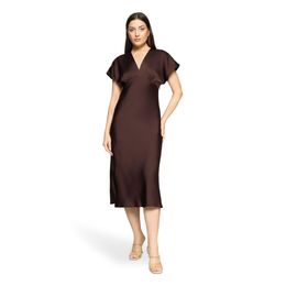 Abendkleid Vera Mont "Damen mit V-Ausschnitt", Damen, Gr. 40, Normalgr&ouml;&szlig;en, braun (rostbraun), Satin, Obermaterial: 100% Polyester. Futter: 100% Polyester, relaxed fit lang, V-Ausschnitt, Kleider Abendkleid