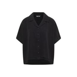 Kurzarmbluse Mustang "Damen Style Ruby", Damen, Gr. 40, schwarz 4088, Twill, 100% Lyocell, unifarben, oversize, Blusen