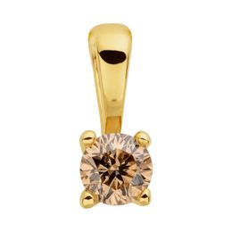 Kettenanh&auml;nger OROLINO "585/- Gelbgold glanz 1 Brill. 0,10 ct. braun", gelb, Schmuckanh&auml;nger, Damen, one-size, 0,1 P2 = erkennbare Einschl&uuml;sse, Gold, 0,2 g, Kettenanh&auml;nger