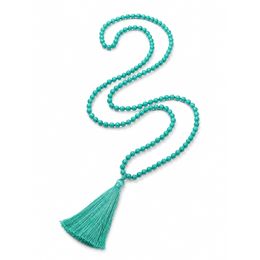 Lange Kette "Dehli", Damen, Gr. onesize, Glas, blau (t&uuml;rkis), Collezione Alessandro, Basic, Halsketten, mit echten Glasperlen