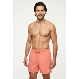 Badeshorts Reebok "Yale", Herren, Gr. S, N-Gr, orange (sunset coral), Microfaser, Polyester, clean, unifarben, Badehosen Badeshorts, mit Kordelzug und elastischem Bund, mit Logo, basic
