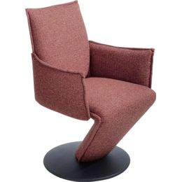 K+w Komfort & Wohnen Esszimmerstuhl K+W KOMFORT & WOHNEN "Drive, Drehstuhl", rosa (coral 90, drehteller in metall schwarz struktur), B:61cm H:94cm T:63cm, 775: Flachgewebe, 100% Polyester, St&uuml;hle, Esszimmerstuhl, Sessel mit federnder Sitzschale, Drehteller in Metall schwarz Struktur