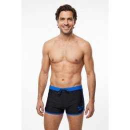 Badepants Reebok "SEANN", Herren, Gr. S, N-Gr, schwarz, Microfaser, Obermaterial: 80% Polyamid, 20% Elasthan. Futter: 100% Polyester, bedruckt, unifarben mit Farbeinsatz, Badehosen, mit Logoschriftzug, mit Kordelzug, basic, kurz