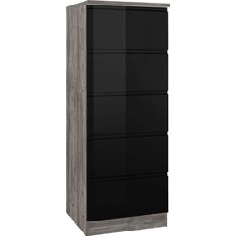 Vorratsschrank KOCHSTATION "Mehrzweckschrank, K&uuml;chenschrank, Schrank,Stauraum, Softclose", schwarz (schwarz hochglanz), B:60cm H:165cm T:60cm, Holzwerkstoff, MDF, Schr&auml;nke, Vorratsschrank, 60 cm breit, mit 5 Ausz&uuml;gen