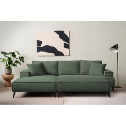 Sitzgruppe OTTO HOME "TVINNU", gr&uuml;n (dunkelgr&uuml;n), B:275cm H:83cm T:173cm, Sitzm&ouml;bel-Sets, Set, stellbar zum Schlafsofa (Krokodilverbinder)