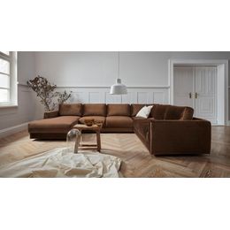 Wohnlandschaft OTTO HOME "Hobro U-Form", braun, B:348cm H:80cm T:270cm, Luxus-Microfaser Lederoptik (100% Polyester;Struktur grob (100% Polyester);Samtoptik (100% Polyester), Sofas, Wohnlandschaft, in 3 Bezugsqualit&auml;ten in vielen Farben