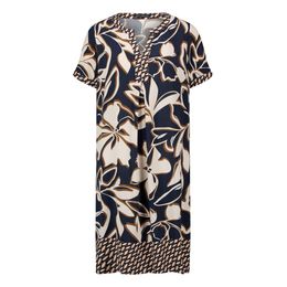 Tunikakleid Betty Barclay "Damen kurzarm", Damen, Gr. 36, Normalgr&ouml;&szlig;en, dunkelblau, braun, Obermaterial: 100% Viskose. Besatz: 100% Viskose, figurumspielend kurz, tiefer Rundhals, Kleider