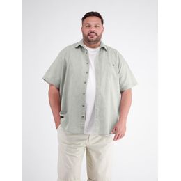 Kurzarmhemd Lerros "Kurzarmhemd, unifarben in gro&szlig;en Gr&ouml;&szlig;en", Herren, Gr. 4XL, extraweit, storm grau, 80% Baumwolle, 20% Leinen, Hemden