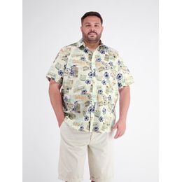 Kurzarmhemd Lerros "Sommerliches Kurzarmhemd im Hawaii-Look, gro&szlig;e Gr&ouml;&szlig;en", Herren, Gr. 4XL, Normalgr&ouml;&szlig;en, broken wei&szlig;, 97% Baumwolle, 3% Elasthan, Hemden