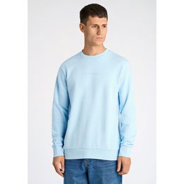 Sweatshirt LINDBERGH "Sweatshirt Relaxed Fit", Herren, Gr. L, blau (blau breeze), Obermaterial: 85% Baumwolle, 15% Polyester, unifarben, l&auml;ssig geschnitten, Sweatshirts Sweatshirt