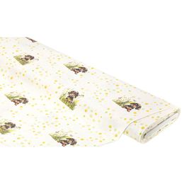buttinette Baumwoll-Jersey "Dackel & Tupfen" mit Elasthan, natur-color
