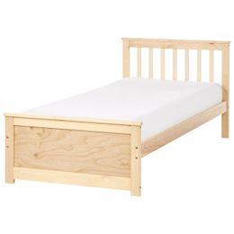 Beliani BETT mit Lattenrost 90x200 cm Heller Holzfarbton Olendon