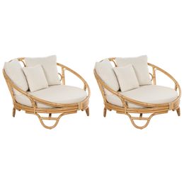 SONNENINSEL 2er-Set Rattan nat&uuml;rlich Auflagen beige ROSSANO