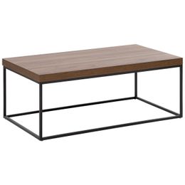 Beliani COUCHTISCH dunkler Holzfarbton/schwarz rechteckig 100/60/40 cm Delano
