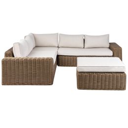 Beliani LOUNGE-SET 6-Sitzer PE Rattan Braun Palermo