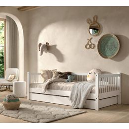Vipack Bett FORREST Wei&szlig; ca. 90x200 cm Echtholz Buche