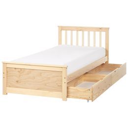 Beliani BETT mit Schubladen 90x200 cm Heller Holzfarbton Olendon