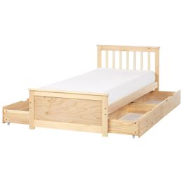 Beliani BETT mit Schubladen 90x200 cm Heller Holzfarbton Olendon