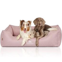 Knuffelwuff Orthop&auml;disches Hundebett Luisa aus Velours mit feinem Handwebcharakter Sunshine Edition hellrosa XXL