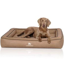 Knuffelwuff Orthop&auml;disches Hundebett aus Laser gestepptem Kunstleder Montego braun/ beige XXL