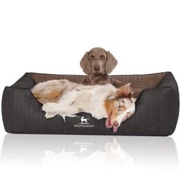 Knuffelwuff Orthop&auml;disches Hundebett Outback aus laser-gestepptem Kunstleder schwarz/ braun XL