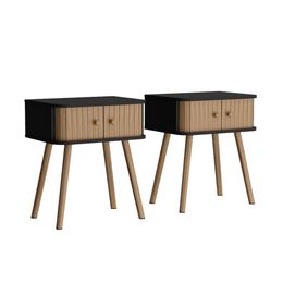 VICCO Nachttisch, Anthrazit, Gr&uuml;n, Holzwerkstoff, Rechteckig, 40x47x30 cm, Schlafzimmer, Nachttische