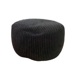 Relaxdays Cord-Pouf, Schwarz, Textil, 1-Sitzer, Rund, 35x25x35 cm, Wohnzimmer, Hocker, Poufs