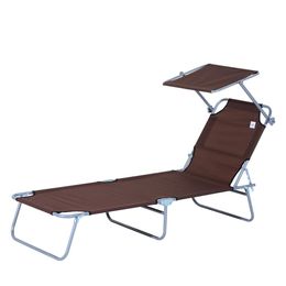 Outsunny Sonnenliege, Braun, Metall, 58x36x187 cm, Gartenm&ouml;bel, Gartenliegen