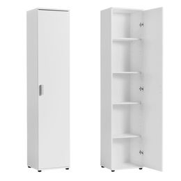 Home Collective Mehrzweckschrank, Wei&szlig;, Holzwerkstoff, Echtholz, 4 F&auml;cher, 40x184x35 cm, Waschk&uuml;che, Mehrzweckschr&auml;nke
