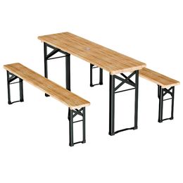 Juskys Bierzeltgarnitur, Braun, Holz, 3, Gartenm&ouml;bel, Gartenm&ouml;bel-Sets