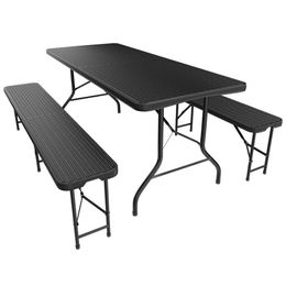 Juskys Bierzeltgarnitur, Schwarz, Kunststoff, 3, Gartenm&ouml;bel, Gartenm&ouml;bel-Sets