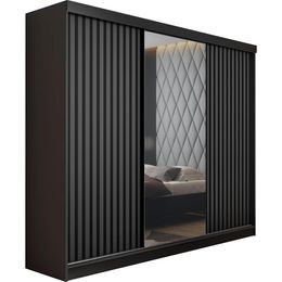 Kier Furniture Schiebet&uuml;renschrank, Schwarz, Graphit, Holzwerkstoff, 200x205x59 cm, Schlafzimmer, Kleiderschr&auml;nke, Schwebet&uuml;renschr&auml;nke