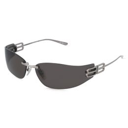 Balenciaga BB0484S | Damen-Sonnenbrille | Fassung: Randlos, Cat Eye, Metall, Ruthenium | Glasfarbe: Grau