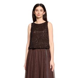 T-Shirt Vera Mont "Damen im Glitzer-Look", Damen, Gr. 34, braun (rostbraun), Obermaterial: 93% Polyester, 7% Elasthan. Futter: 92% Polyamid, 8% Elasthan, festlich, figurumspielend normal, Rundhals, Shirts T-Shirt