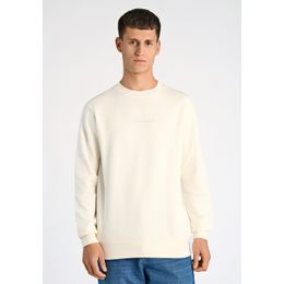 Sweatshirt LINDBERGH "Sweatshirt Relaxed Fit", Herren, Gr. L, wei&szlig; (pearl wei&szlig;), Obermaterial: 85% Baumwolle, 15% Polyester, unifarben, l&auml;ssig geschnitten, Sweatshirts Sweatshirt