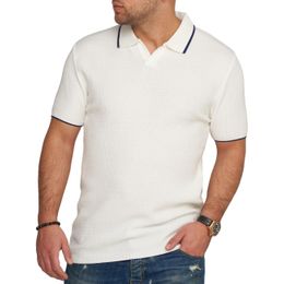Poloshirt Carisma "Carisma Poloshirt CRCANOAS", Herren, Gr. XL, wei&szlig;, Obermaterial: 51% Viskose CV. 27% Polyester PES. 22% Polyamid PA., Shirts, Strick Kurzarm Polo T-Shirt