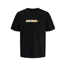 Jack & Jones PlusSize Rundhalsshirt "JJMUNK TEE SS CREW NECK SN PLS", Jungen, Gr. 4XL, schwarz, Jersey, Obermaterial: 100% Baumwolle, JACK & JONES PLUSSIZE, bedruckt, normal normal, Rundhals, Shirts Rundhalsshirt, Baumwolle, normal geschnitten